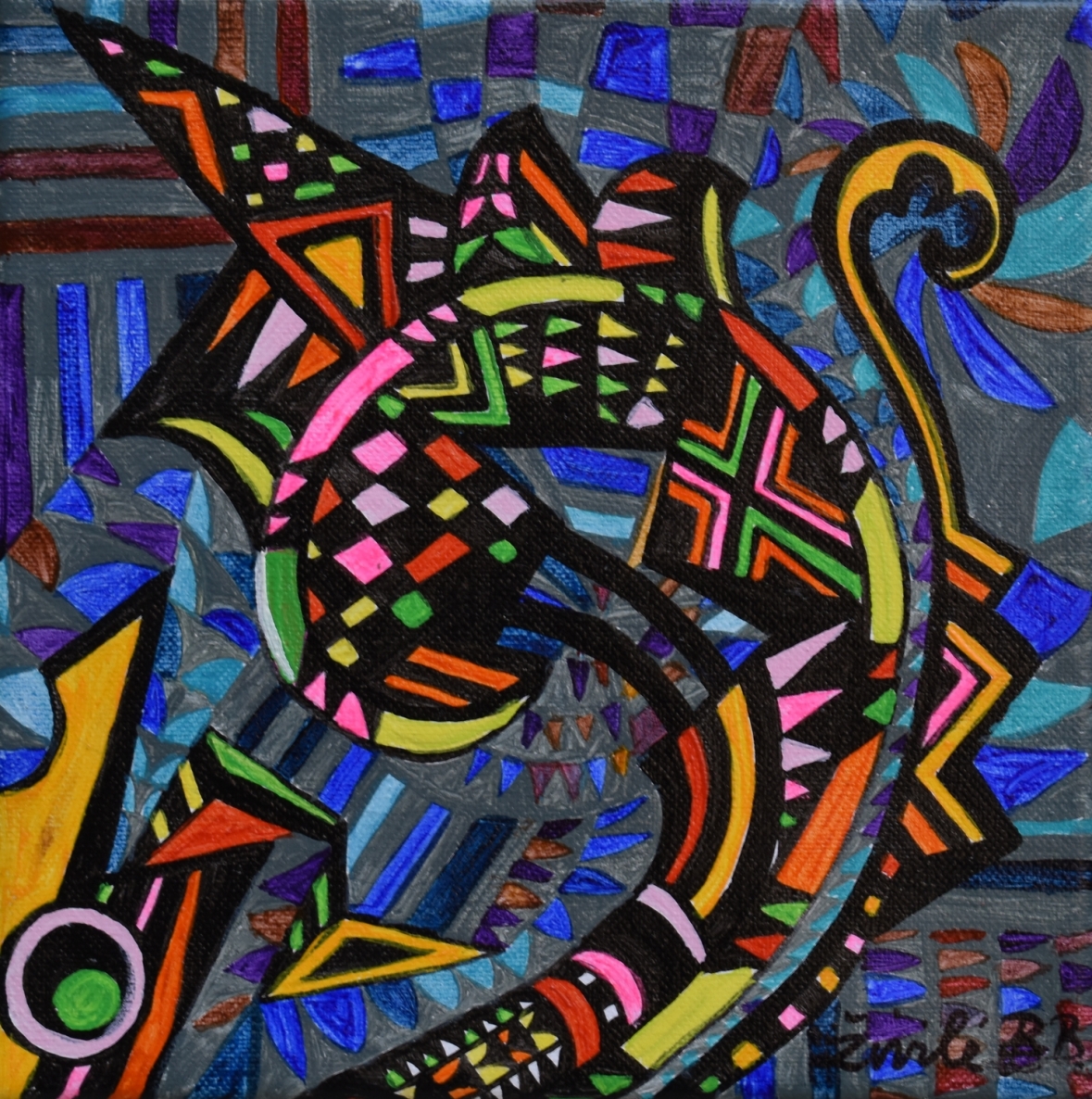 Paparčio žiedas, 2023, drobė, akrilas, 20x20 cm | Kauno langas