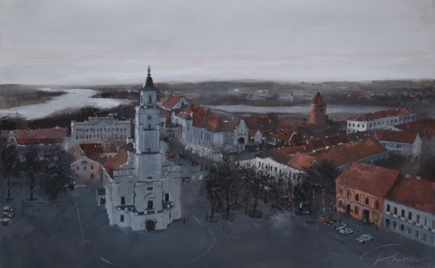 Tarp dviejų upių, 2024, drobė, aliejus, 55x88,5 cm | Kauno langas